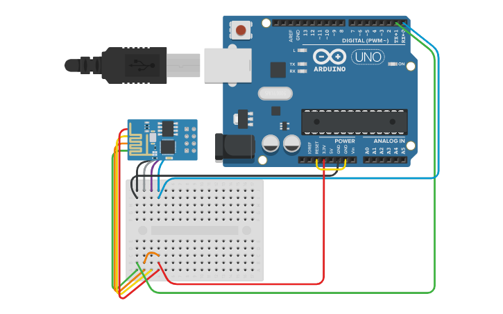 Circuit design ESP8266 - Bridge Mode - Tinkercad