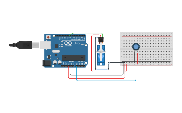 Circuit design servo - Tinkercad