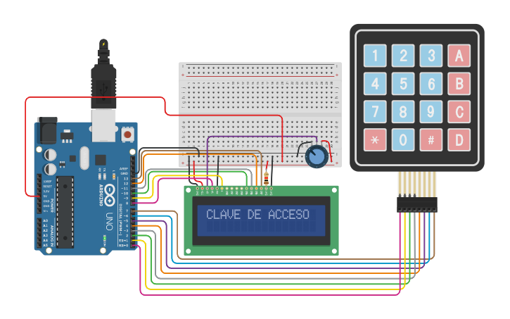 Circuit design Display y Teclado - Tinkercad