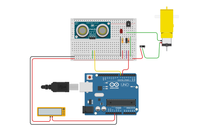 Circuit Design Copy Of Motor With Distance Sensor And Switch Tinkercad