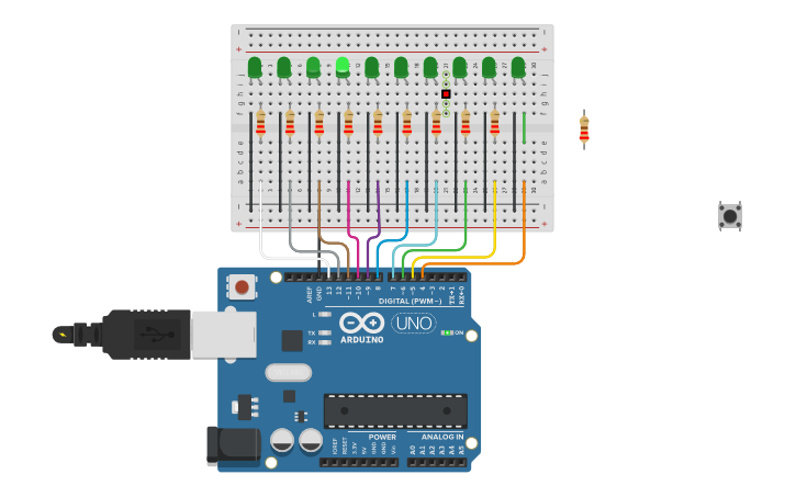 Circuit design RGB-linear - Tinkercad