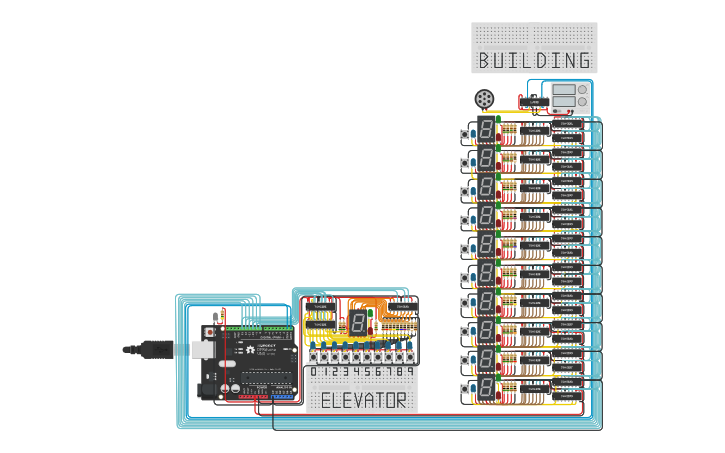 Circuit design Elevator 10 Floors - Tinkercad