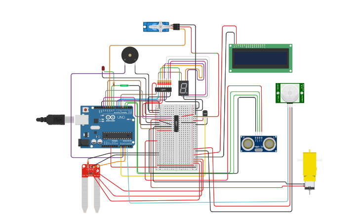 Circuit design smart and automatic system for garbage pickup | Tinkercad