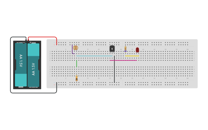 Circuit design LDR y transistor FERNÁNDEZ PÉREZ IRENE - Tinkercad