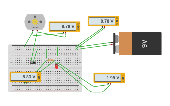 Circuit design medición de voltaje usando el multímetro - Tinkercad