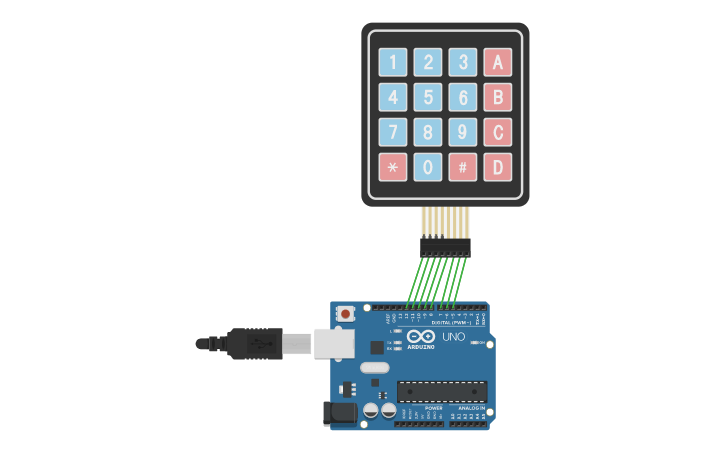 Circuit Design Keypad 4x4 Arduino Tinkercad