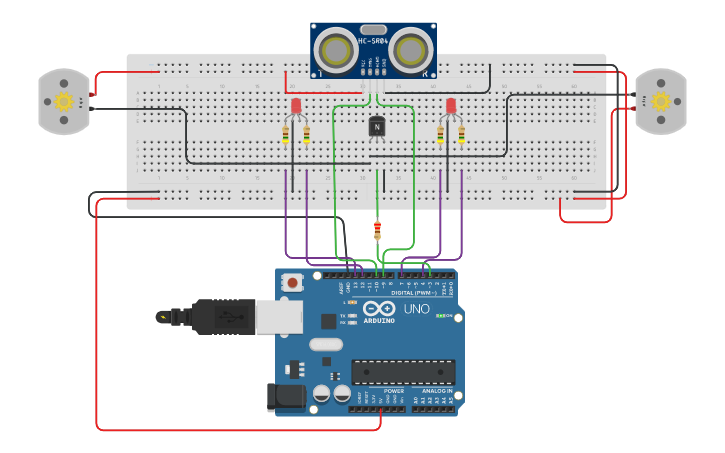 Circuit design Ultrasonic automobile - Tinkercad