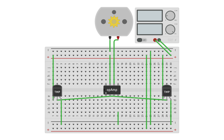 Circuit design OpAmp Temp Motor - Tinkercad