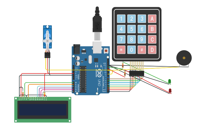 Circuit design Digital Keypad Security Door Lock - Tinkercad