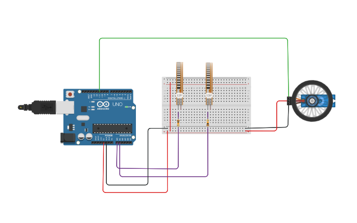 Circuit Design Servomotor Continuo Tinkercad