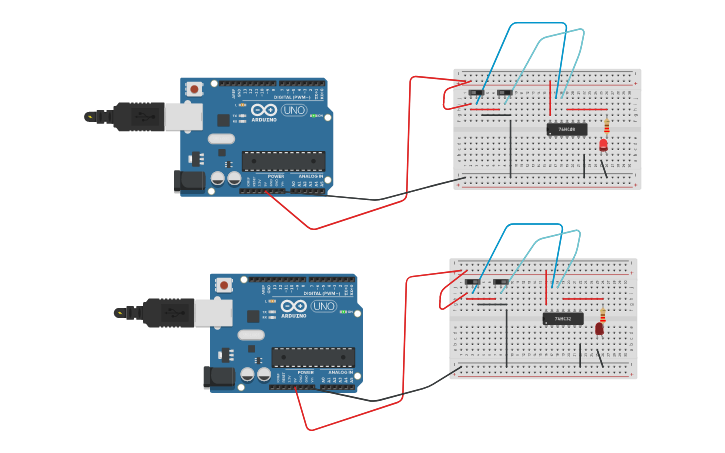 Circuit design 7408 y 7432 - Tinkercad