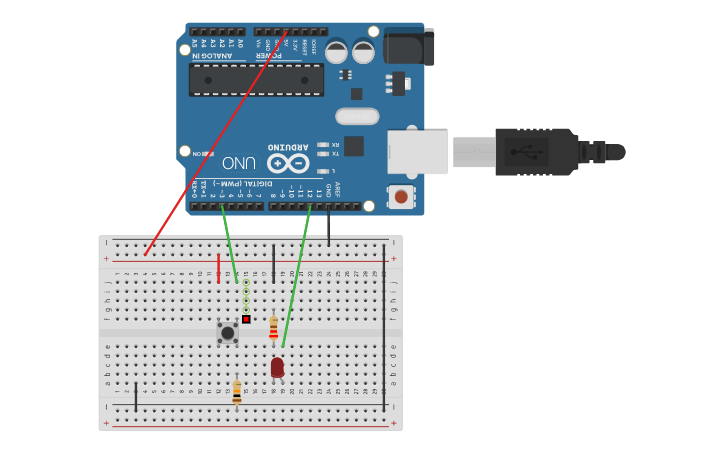 Circuit design Copy of push button | Tinkercad