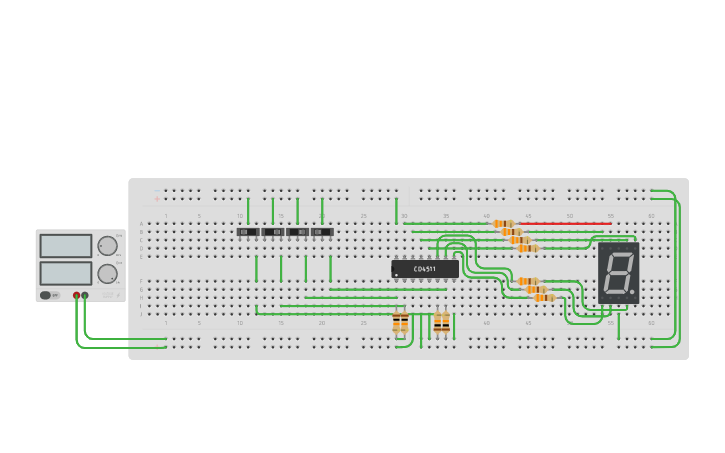 Circuit design exp 4)BCD to 7 Segment display - Tinkercad