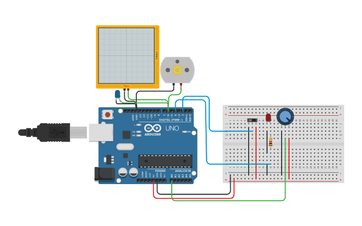 Circuit design Rain Sensor and wiper control system - Tinkercad