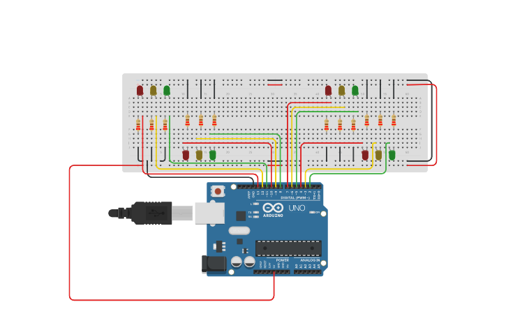 Circuit design Traffic Signal | Tinkercad