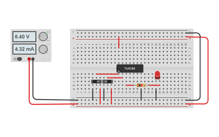 Circuit design XOR Gate IC - Tinkercad