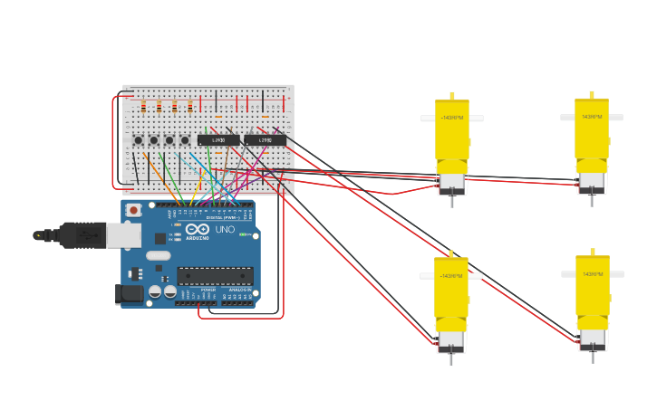 Circuit design 201219-tinkercad vehiculo 4x4 | Tinkercad