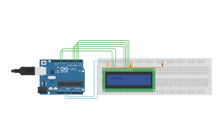 Circuit design pantalla LCD Hola - Tinkercad
