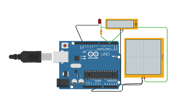 Circuit design PWM oscilloscopio - Tinkercad Circuit design PWM oscilloscopio - Tinkercad