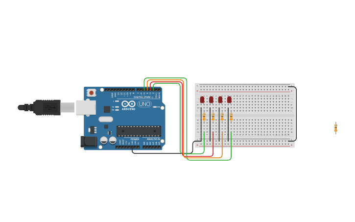 Circuit design CONTADOR JOHNSON 4 bits - Tinkercad Circuit design CONTADOR JOHNSON 4 bits - Tinkercad
