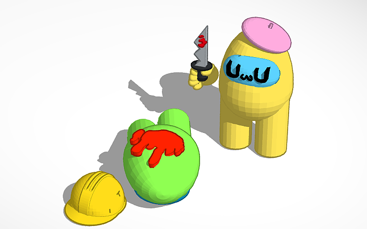 3D design UwU Among us player! (Impostor yellow killing lime) | Tinkercad