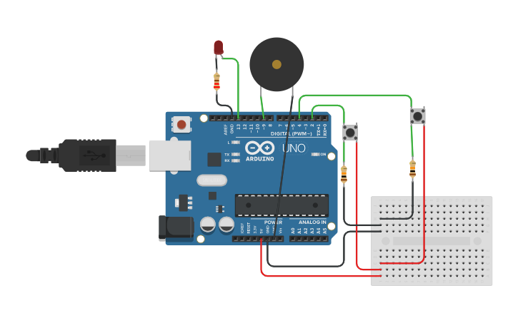 Circuit design arduino-codigo-morse-2020 | Tinkercad
