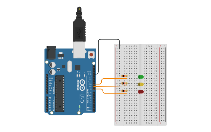 Circuit Design Traffic Light Tinkercad