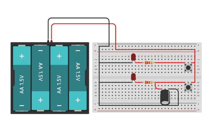 Circuit design LED + Capacitor - Tinkercad
