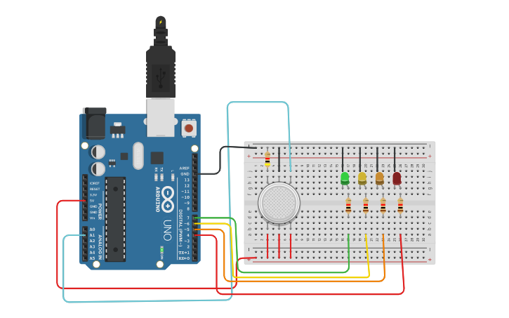 Circuit design LABเตือนไฟไหม้ - Tinkercad
