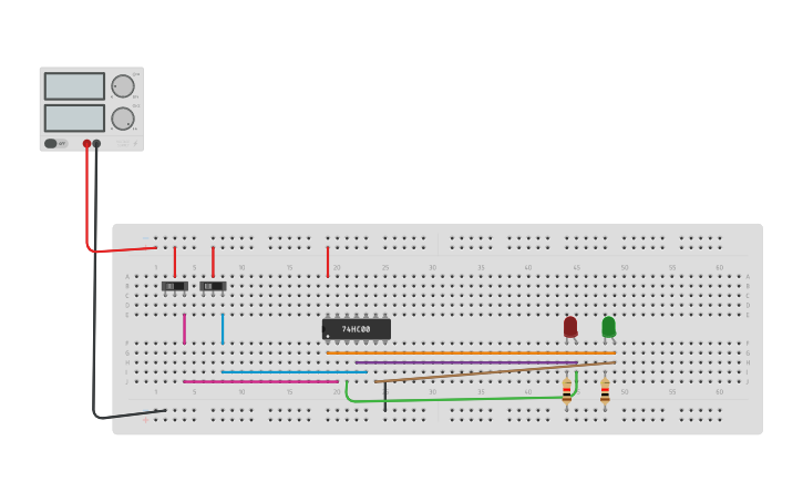 Circuit design SR Latch using NAND gate - Tinkercad
