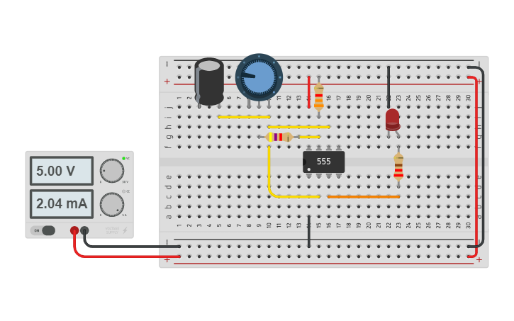 Circuit design Circuito 555 astable - Tinkercad