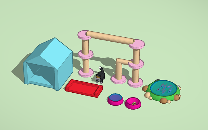 3D design Cat house and cat castle - Tinkercad