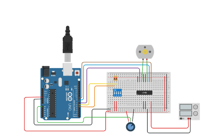Circuit design control de motor - Tinkercad