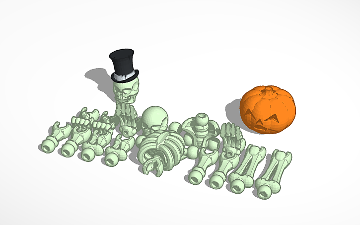 3D design 3D Printable Parts for poseable Skeleton - Tinkercad