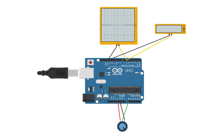 Circuit design PWM and multimeter - Tinkercad