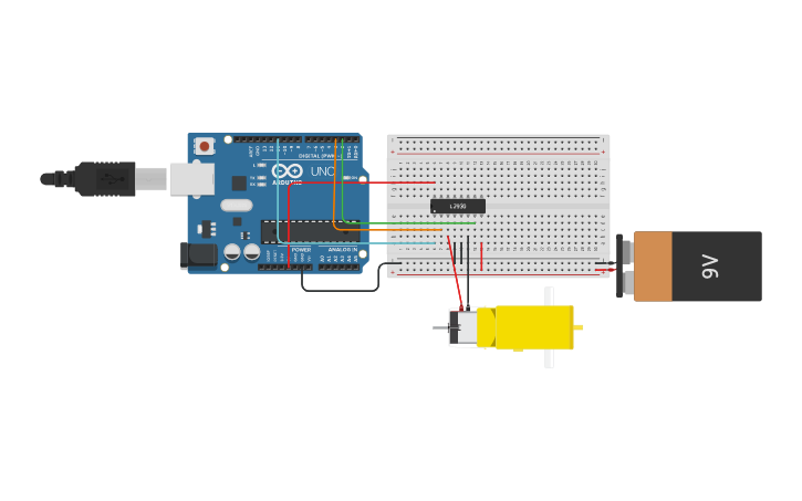 Circuit design Pratica 4 Motor L293D - Tinkercad