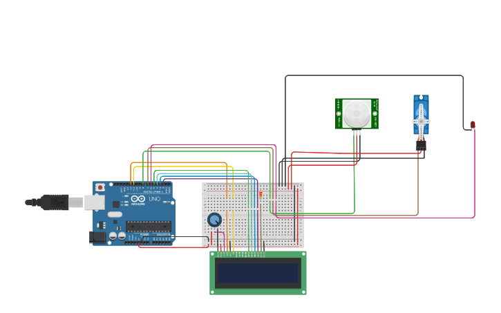 Circuit design Automatic Door System - Tinkercad