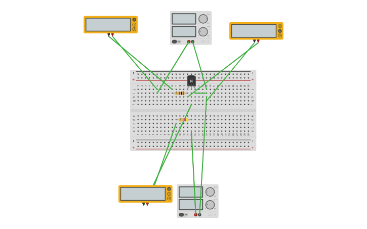 Circuit design npn transistor output | Tinkercad