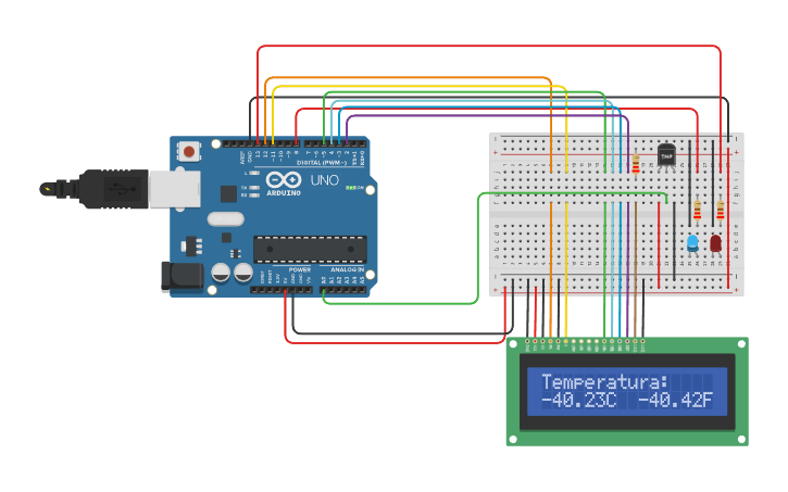 Circuit design Sensor Temperatura - Tinkercad