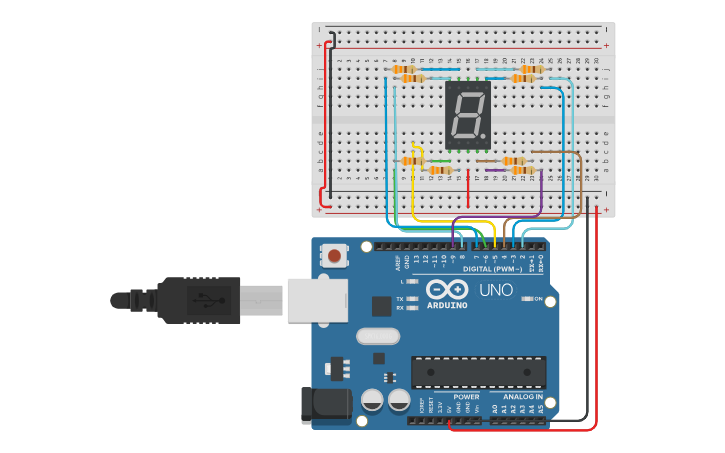 Circuit design contador a - Tinkercad