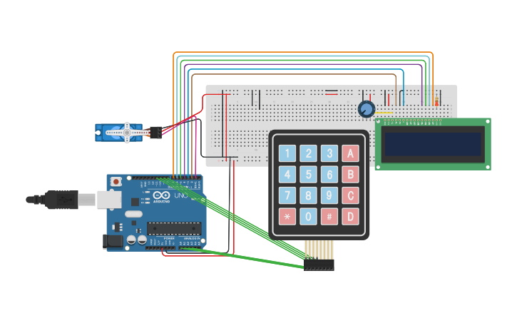 Circuit design Copy of Cerradura electronica - Parte2 - Tinkercad
