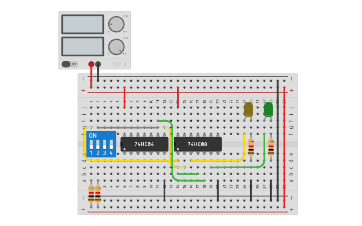 Circuit design 1:2 Demultiplexer - Tinkercad