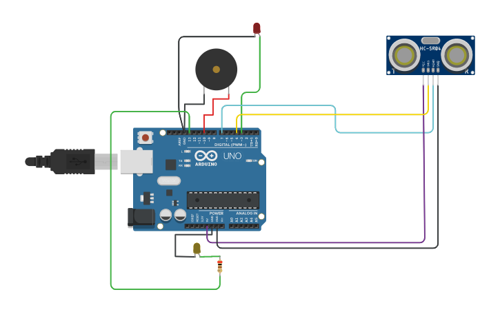 Circuit design Accident Alert System - Tinkercad