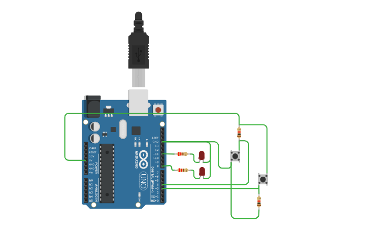 Circuit design 04 Basic Pull Up dan Pull Down - Tinkercad