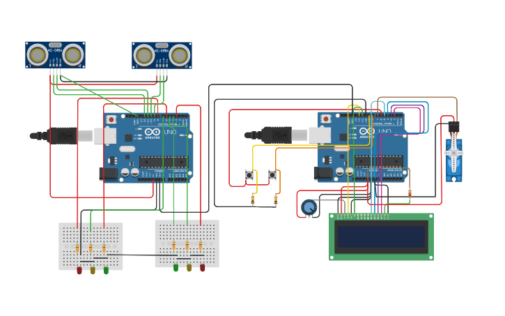 Circuit design Smart Parking - Tinkercad