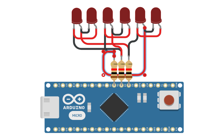 Circuit design charlieplexing - Tinkercad