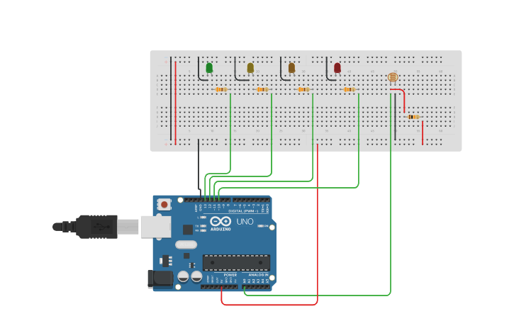Circuit Design Fotoresistencia Tinkercad