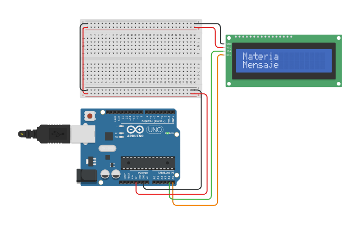 Circuit design LCD 16x2 I2C - Tinkercad