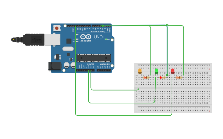 Circuit design arduino uno R3 - Tinkercad