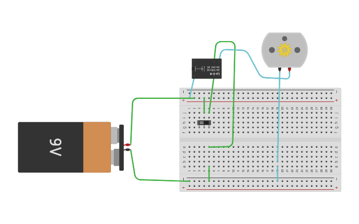 Circuit design RELE, UNA SOLA FUENTE DE ALIMENTACIÓN | Tinkercad